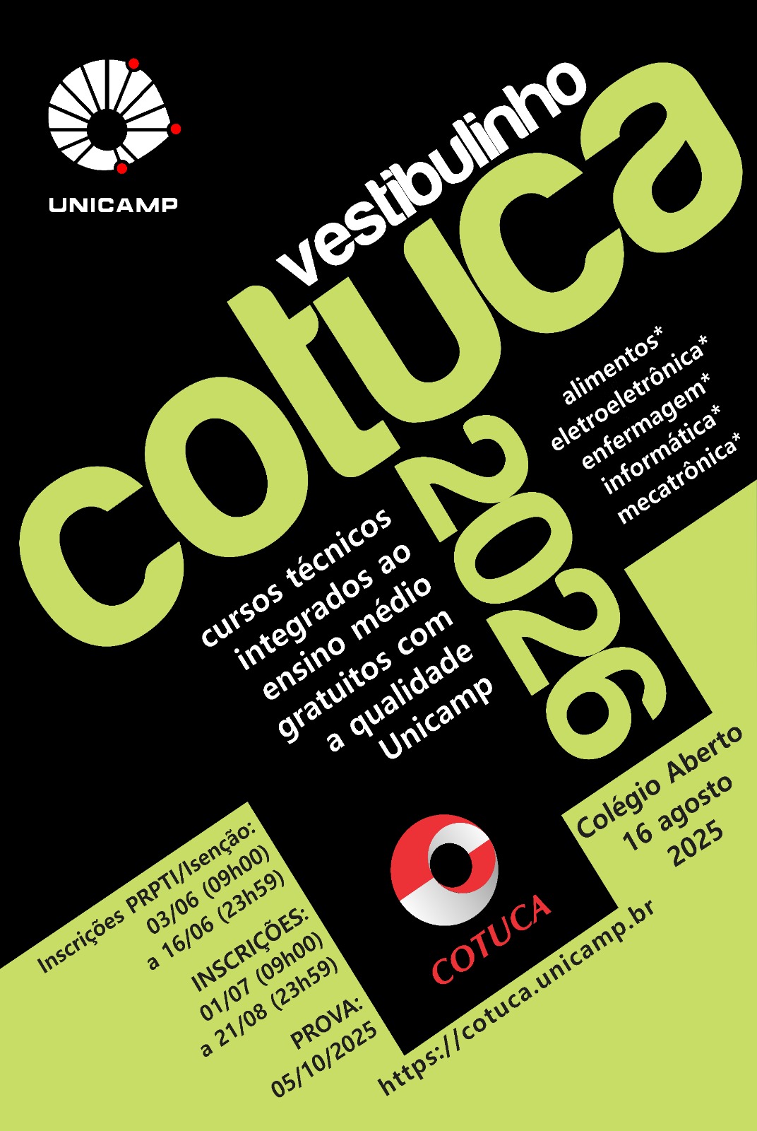 Processo Seletivo COTUCA 2026 - COTUCA - Colégio Técnico de Campinas